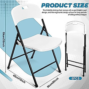 Umigy 6 Pcs Plastic Folding Chairs Comfortable Event Chairs Modern Party Chairs Lightweight Durable Foldable Chair for Home Office Outdoor Indoor, White (White)