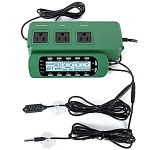 REPTI ZOO Reptile Digital Thermometer Hygrometer Controller for Reptile Tank Water Terrarium Waterproof Reptile Timer with Thermostat Controller Lighting Timer