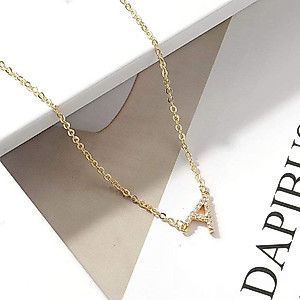 Sideways Initial Necklace for Women, 14k Gold Filled Dainty Cubic Zirconia Sideways Letter Necklace, Tiny Monogram Initial Necklace Gifts for Women