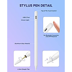 Stylus Pen for iPad with Palm Rejection, Tilt Sensitivity, ZVFBC iPad Pencil for Touch Screens Compatible with iPad Air 3rd/4th/5th, iPad Pro 11/12.9 inch, iPad 6th/7th/8th/9th/10th, iPad Mini 5th/6th