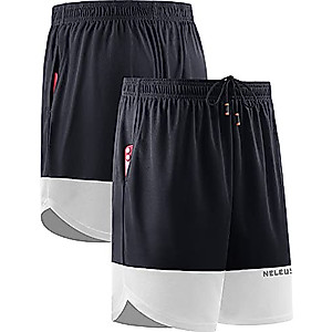 NELEUS Men's 2 in 1 Running Shorts with Liner,Dry Fit Mesh Gym Workout Shorts with Pockets,3 Pack,6094,Black/Grey/White,L