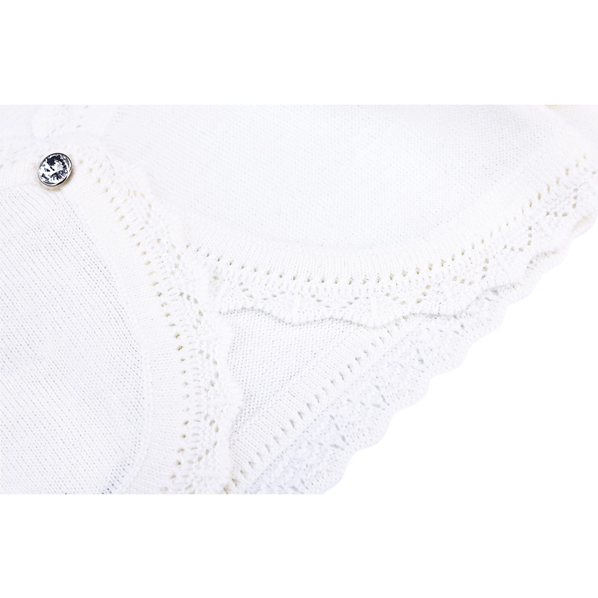 Lilax Baby Girls' Knit Long Sleeve Button Closure Bolero Cardigan Shrug 12-18 Months White