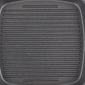 Cast Iron Grill Pan, Ergonomic Long Handle, Convenient Pour Spout, Square Grill Pan for Home, Outdoor, Camping, Restaurant