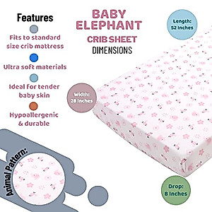 Baby Bees 4 Pieces Baby Elephant Crib Bedding Sets for Boys and Girls | Baby Bedding Set of Crib Sheet, Quilt, Dust Ruffle for Standard Size Crib