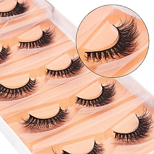 DYSILK Cat Eye Lashes False Eyelashes - Mink Lashes 5 Pairs 6D Lash Extension Kit Fluffy Lashes Fake Eyelashes Natural False Lashes Reusable Mink Lashes | Cat-Eye 8-15mm