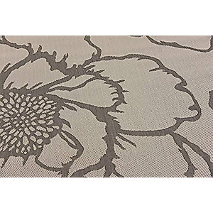 Unique Loom Outdoor Botanical Collection Area Rug - Rose (6' 1" Round, Gray/ Silver)