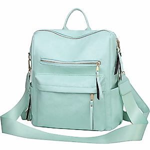 IBLUE Fashion Backpack Purse for Women Convertible Travel Shoulder Bag PU Leather Satchel Handbags,#B31(green)