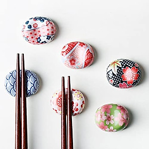 6pcs Chopstick Rest Chopsticks Holder Tableware Holder Japanese Chopsticks Mini Chopsticks Rest Rack Spoon Stand Home Chopsticks Rack Mini Chopstick Stand Cherry Blossoms