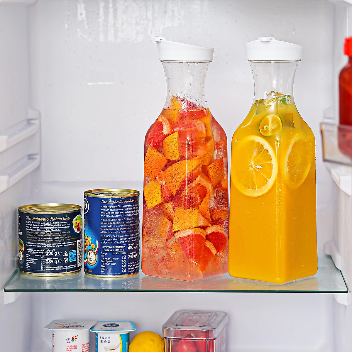 Tomnk 2pcs 50oz Water Carafe, Plastic Carafes for Mimosa Bar, Clear Juice Container for Water, Iced Tea, Juice, Cold Brew, Milk and Other Beverage