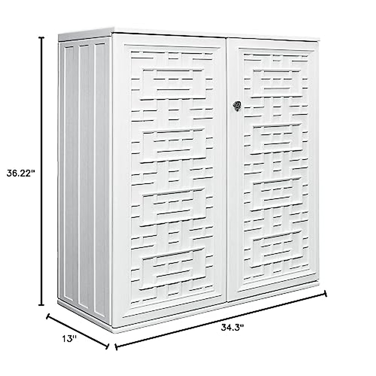 ADDOK 60-Gallon Storage Cabinet Light Weight Resin Indoor/Outdoor Storage Unit for Patio, Garden, Veranda with 1 Laminate Shelves (Ivory White)