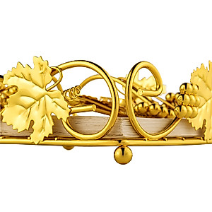 Flat Napkin Holder for Table Gold With Weight Arm for Kitchen Courtertops Dinning Table Grape Leaf Modern Tissue Dispenser Stainless Steel Gilding (7" L X 7" W X 2.5" H)