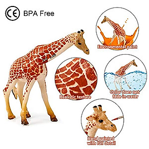 Elf Lab Safari Animal Figures, 12PCS Jungle Zoo Animals Toys, Realistic Wildlife Plastic African Animals Playset, Learning Educational Toy, Christmas Birthday Gift for Kids Children Toddlers 3-5
