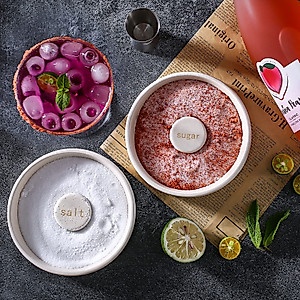 Cosnou Ceramic Margarita Salt Rimmer with Lid Set of 2 Home Bar Accessories for Seasoning - Rimmers for Drinks - Bartender Kit Tools - Bar Decor ，Sugar Salt Rimmer Plate （Hand Make）