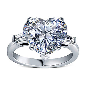 Savlano 18K Gold Plated Heart Cut Cubic Zirconia 3 Stone Wedding Engagement Women Statement Ring (8)
