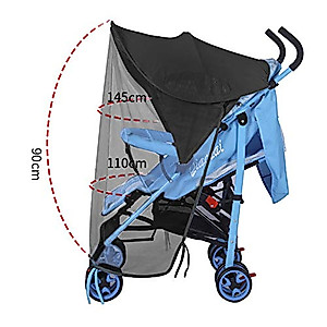 2-in-1 Baby Stroller Sun Shade&Cover Net Awning Windproof Anti-UV Safe Umbrella Canopy Universal Fit Breathable Cover for Stroller Car Seat Jogger Travel Accessories