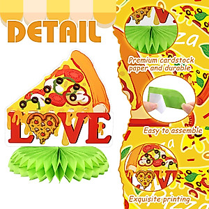 Weekgrat 12 Pcs Pizza Party Honeycomb Centerpieces Decorations Pizza Birthday Party Favors Table Sign for Birthday Baby Shower Food Party Supplies