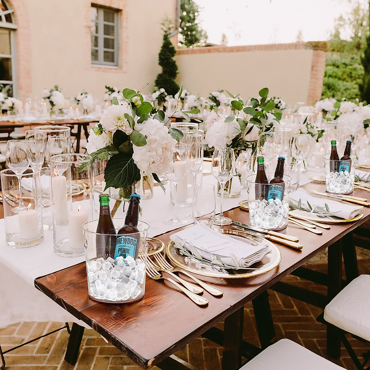 12 Pcs Plastic Ice Buckets with Handle Clear Wine Bucket Round Champagne Bucket Large Wine Cooler Bucket Portable Party Tubs for Drinks Chiller Bin for Beer Bottle with Handles (6.5 x 6.9 x 5.5 Inch)