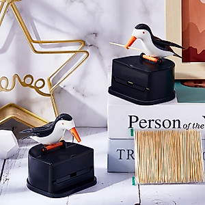 Suclain 2 Pieces Woodpecker Toothpick Holder Bird Toothpick Dispenser Bird Shape Toothpick Case Cute Funny Toothpick Box for Kitchen (White and Black)