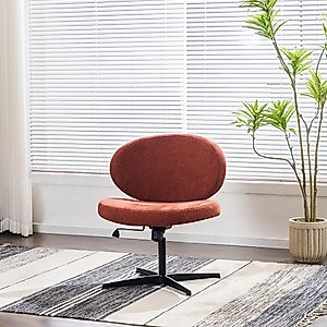 EYYTHUNG Criss Cross Chair No Wheels, Wide Armless Desk Chair Thick Padded Office Chairs Height Adjustable Swivel Accent Chair Oval Curved Deign for Office Living Room Bedroom Vanity, Beige