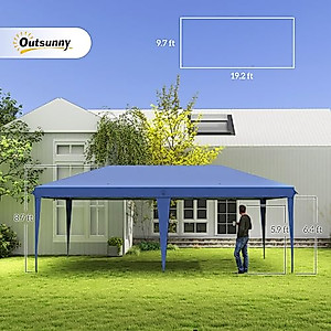 Outsunny 10' x 20' Pop Up Canopy Tent, Upgraded Heavy Duty Tents for Parties, Outdoor Instant Gazebo Sun Shade Shelter with Carry Bag, for Catering, Events, Wedding, Backyard BBQ, Blue