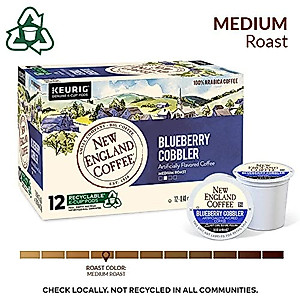 New England Coffee Blueberry Cobbler, Medium Roast Single Serve K-Cup Pods, 12 ct. Box (Pack of 1)