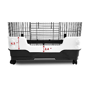 26" Rabbit Cage Carry with Pull Out Tray and Caster Size: L25 XW17 XH21 (Black)