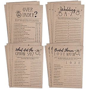 Your Main Event Prints Bridal Shower Bachelorette Games, Rustic Kraft, Word Match, What Did The Groom Say, Over and Under, Wedding Alphabet, 25 games each
