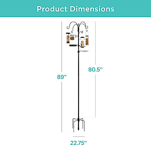Best Choice Products 6-Hook Bird Feeding Station, Steel Multi-Feeder Kit Stand for Attracting Wild Birds w/ 4 Bird Feeders, Mesh Tray, Bird Bath, 5-Prong Base - Black