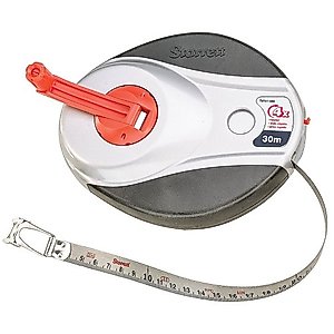 Starrett Exact Plus KTXP511-30M-N ABS Plastic Silver and Black Case Closed Reel Steel Long Tape, Metric Graduation Style, 30m Length, 12.7mm Width, 1mm Graduation Interval