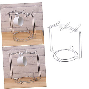 FUNOMOCYA Metal Storage Shelf Cupboard Storage Organiser Mug Holder for Counter Stainless Steel Dish Drying Rack Stainless Steel Cup Rack Hook Office Coffee