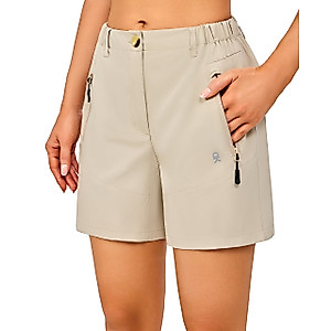 Little Donkey Andy Women's Quick Dry Lightweight Stretch Shorts Outdoor Short Active Hiking Khaki Size L