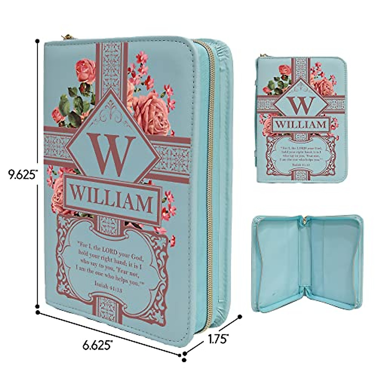 9.6x6.6 Inch Personalized Bible Cover, Custom Bible Cover – Personalized Leatherette Bible Cover and Carrying Case with Handle, Womens Bible Case - Teal (Design 3)