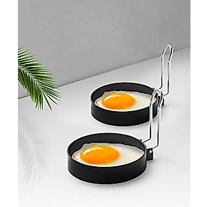 ASFSKY Egg Ring Round Circle Egg Ring Set Stainless Steel Ring Round Egg Pancake Maker Mold Kitchen Cooking Tool for Frying Egg Meat Pie (2)