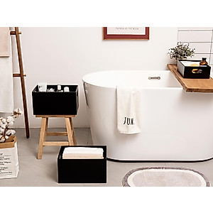 StorageWorks Bamboo Organizers for Shelves, Handcrafted Bamboo Storage Containers for Snacks, Spices, or Drinks, Black Wooden Crates with Built-in Handles, 2 Pack