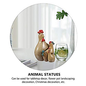 BESPORTBLE Ceramic Rooster Figurines Chicken Family Garden Statue Farm Animal Sculpture Porcelain Modern Animal Decoration for Home Office