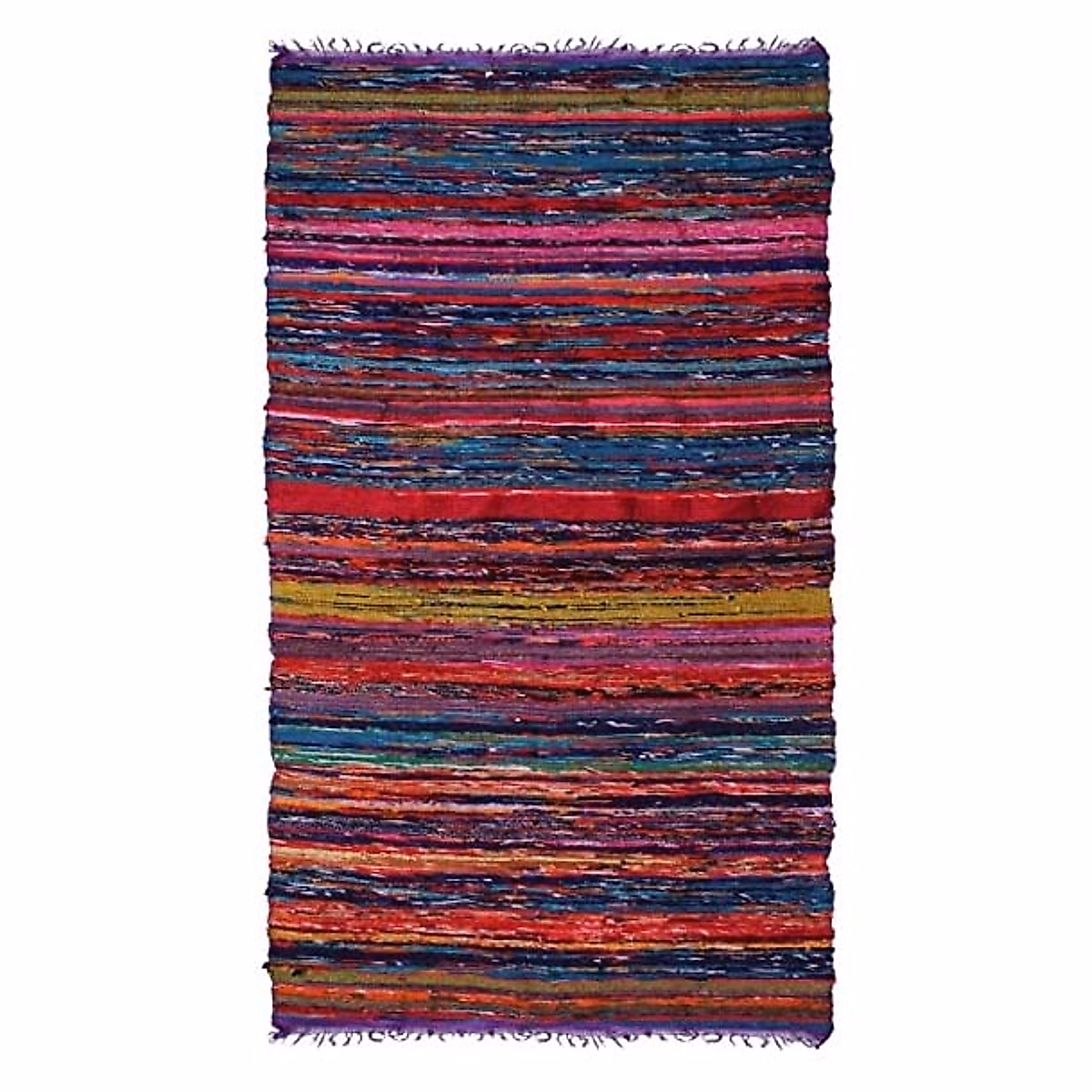 Ekakshx Multi Color Chindi Rag Rug 4X6'| Hand Woven Rug & Reversible Runner Rug | Recycled Cotton Colorful Chindi Rug for Living Room Kitchen | Rustic Rug | Runner Rugs (4 * 6 Feet, Purple Color)