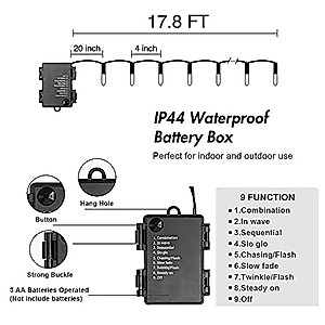 FUNPENY Halloween 50 LED Clear Mini String Lights, 16 FT Battery Operated Waterproof Fairy Lights with 8 Lighting Modes, Halloween Decorations for Indoor Outdoor Garden Party Decor (Orange,2 Pack)