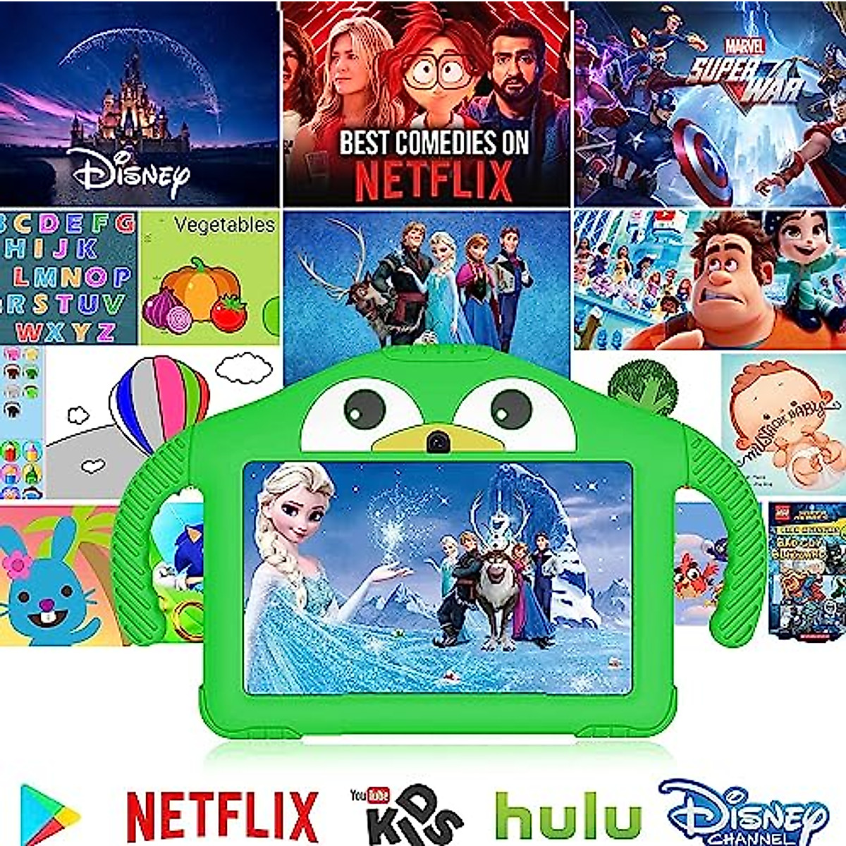 RliyOliy Kids Tablet, 7 inch 3GB RAM 32GB ROM, Android 11 Tablet for Kids, Toddler Tablet with Bluetooth, WiFi, Parental Control, Dual Camera, GMS, Kids App Pre-Installed