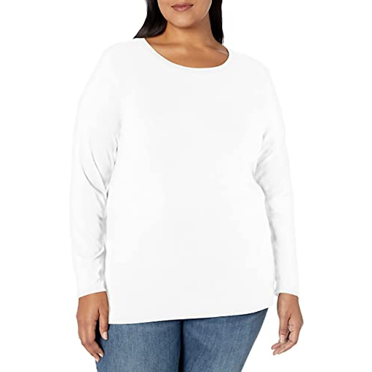Amazon Essentials Women's Classic-Fit Long-Sleeve Crewneck T-Shirt (Available in Plus Size), White, X-Large