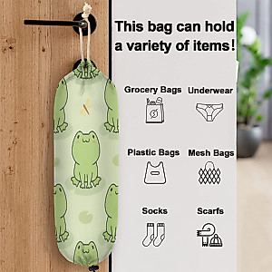 Kawaii Frog Plastic Bag Holder Wall Mount Grocery Bag Holder Reusable Trash Bag Organizer Washable Large Grocery Bag Storage Dispenser ​for Kitchen Pantry