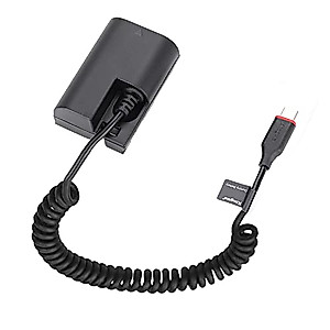 King Ma LP-E6 Dummy Battery Decoded LP-E6 Battery Replacement with Type-C Spring Power Adapter Cable for Canon EOS R R5 R5C R6 90D 80D 70D 60D 60Da 5D Mark II III IV 6D Mark II 7D Mark II Cameras
