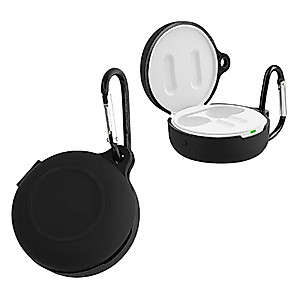 kwmobile Case Compatible with LG Tone Free FN7 / FN6 / FN5 / FN4 Case - Silicone Cover Holder for Earbuds - Black