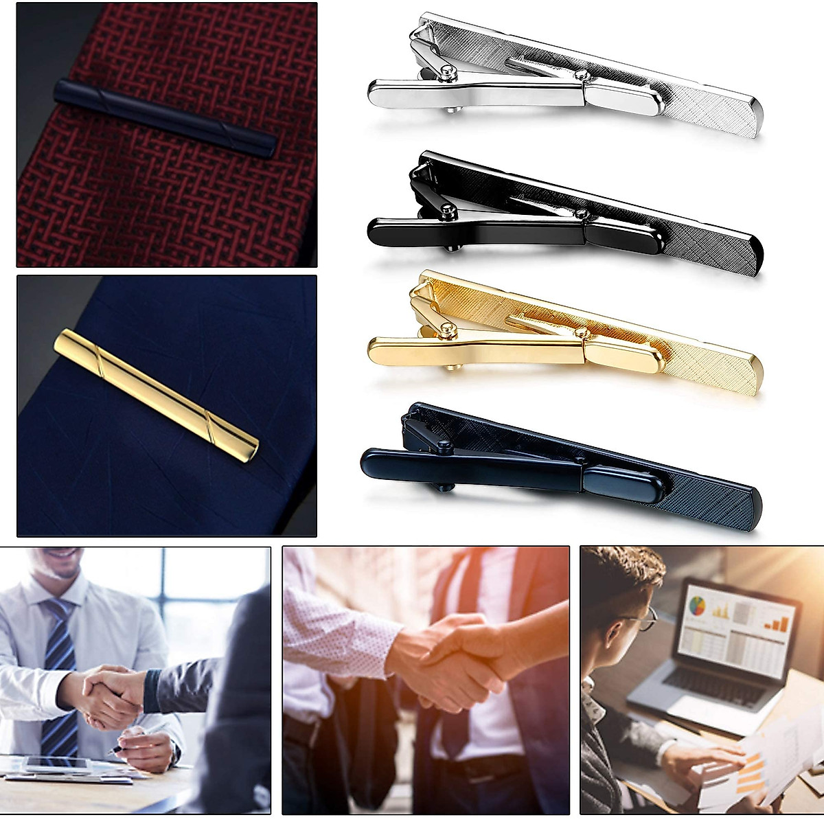 Jstyle 10pcs Tie Clips for Men Tie Bar Clip Set for Regular Ties Necktie Wedding Business Clips A
