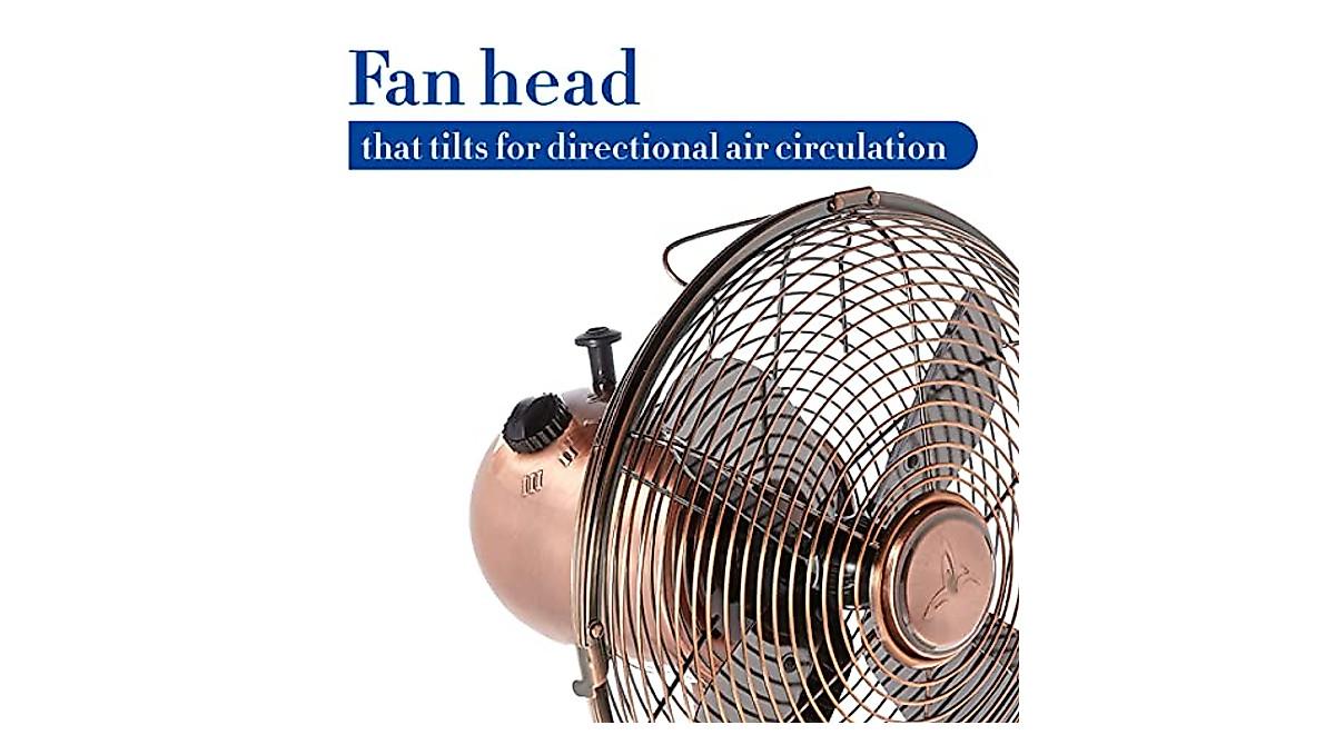 DecoBREEZE Copper Oscillating Table Fan - 3-Speed Design