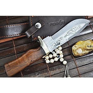 Perkin Price Cut - Custom Handmade Damascus Hunting Knife - Beautiful Bowie Knife