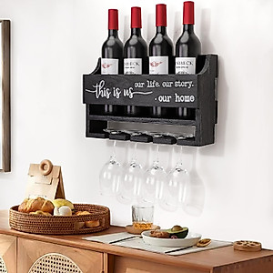AOAOPQ Floating Shelves for Wall Mounted with This is Us Stem Glass Holder Hanging Wine Holder Wine Bathroom Shelf Bedroom Kitchen Farmhouse Small Wine Racks Shelf Wash White