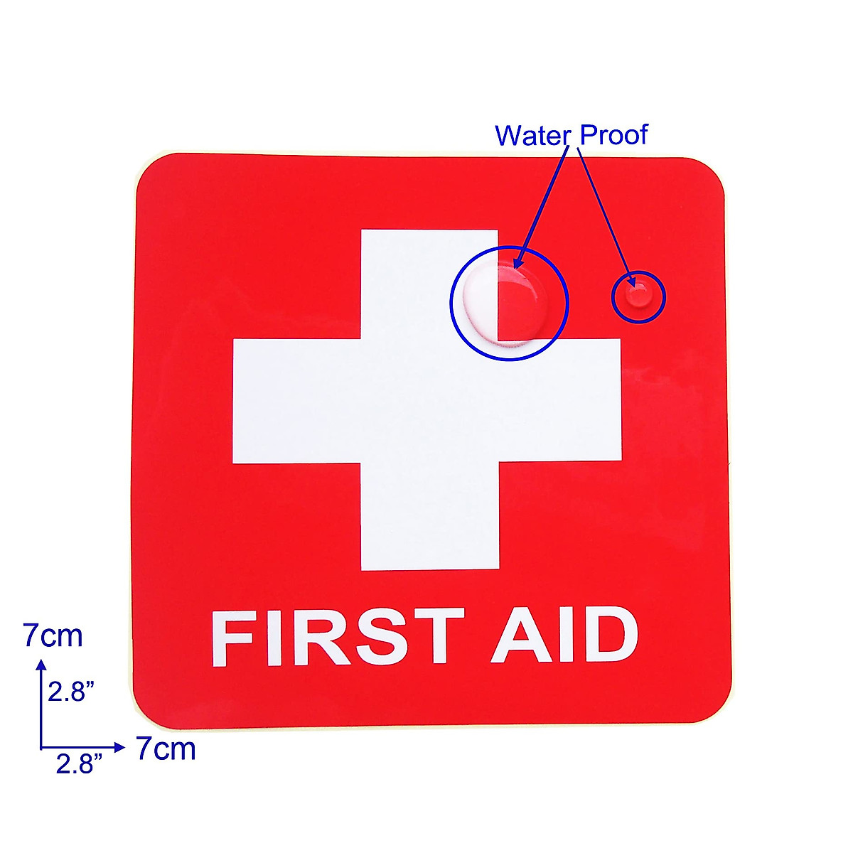 HAISDA Waterproof First Aid Kit Stickers Decal Emergency Symbol Logo Labels, Hospital Ambulance Safety Signs, Size: 2.8" x 2.8", Vinyl Wall Sticker, Pack of 10