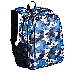 Wildkin 15-Inch Kids Backpack for Boys & Girls, Perfect for Early Elementary Daycare School Travel, Features Padded Back & Adjustable Strap (Blue Camo)