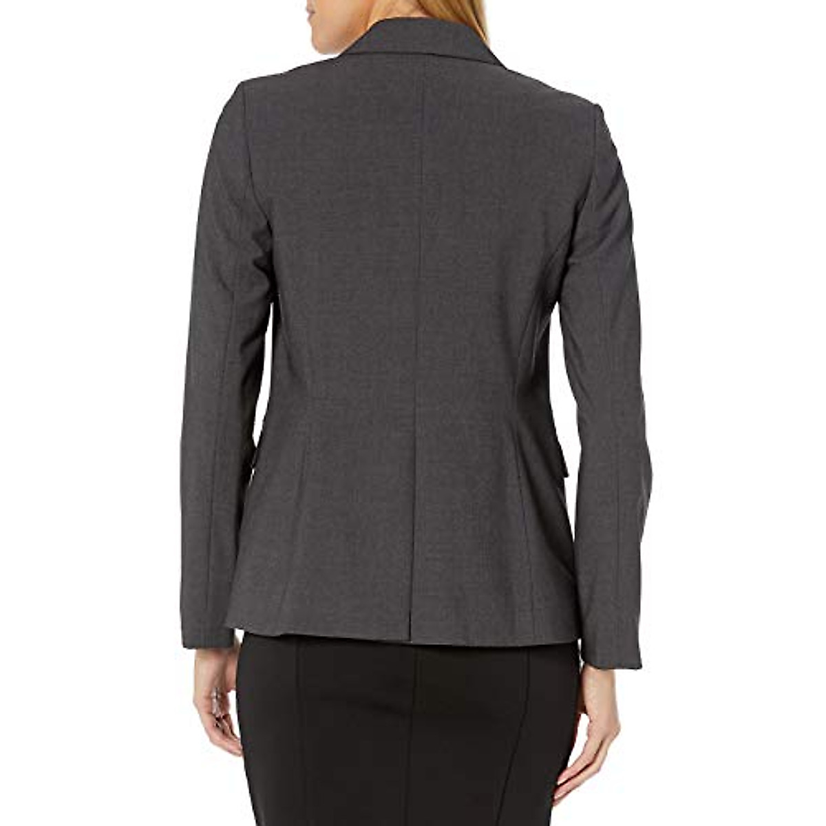 Calvin Klein Women's Big Girls' One Button Lux Blazer, Charcoal, 10