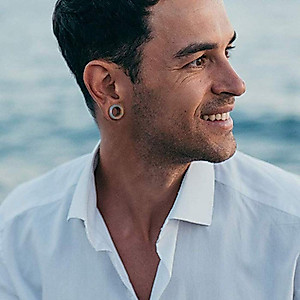 Covet Jewelry Semi Precious Opalite Stone Double Flared Saddle Tunnel (0GA (8mm))